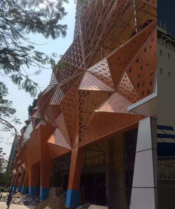 Aluminium Hyperbolic Panels curved plate colomn cladding